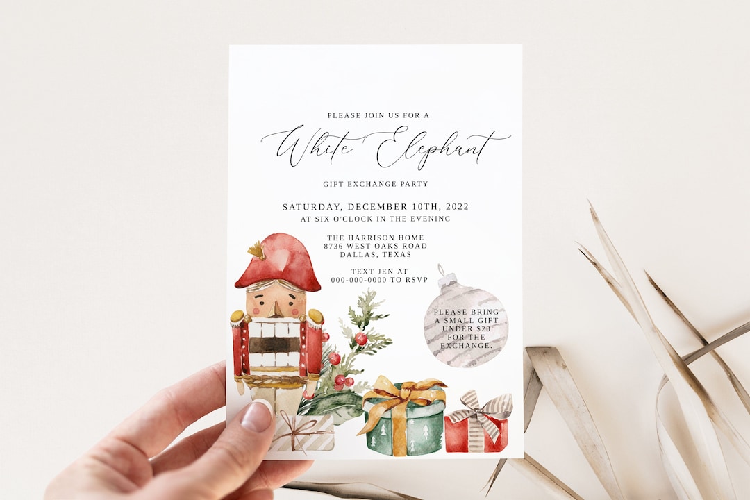 White Elephant Invitation Template Editable Download Etsy