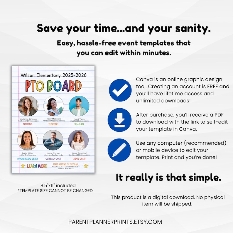 Editable Meet the PTO Board Flyer | Canva Template (8.5x11 In) - Etsy