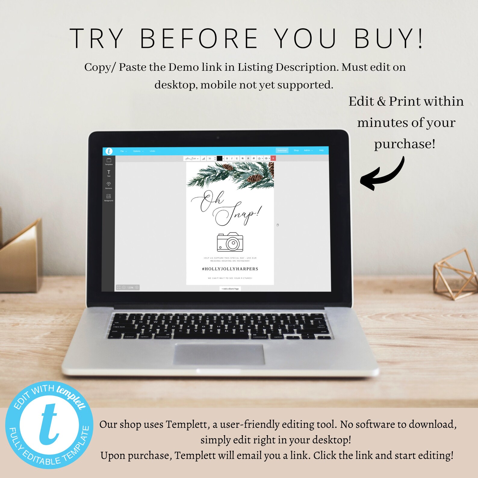 Winter Wedding Hashtag Sign Template Instagram Hashtag Sign Download ...