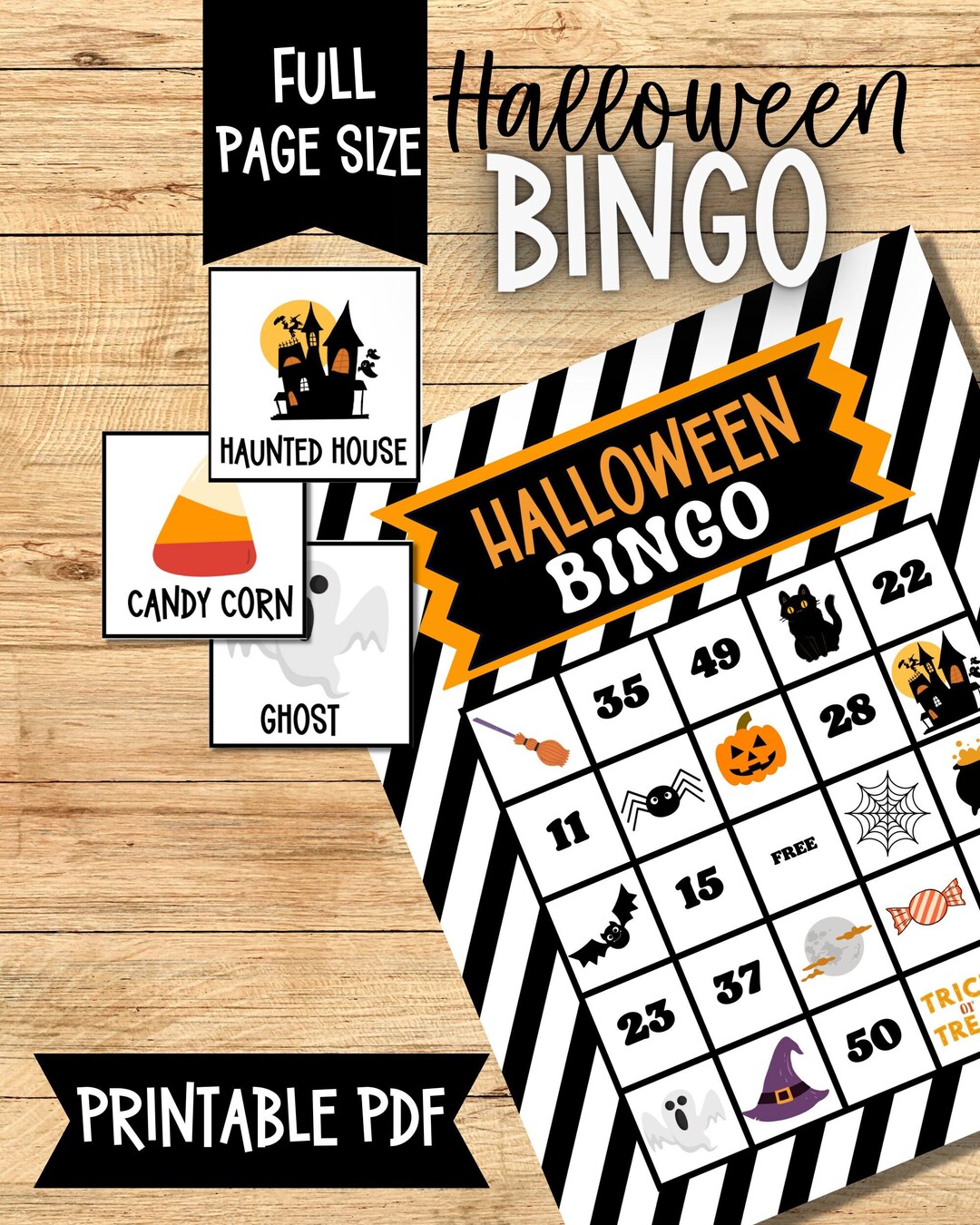 Halloween Bingo Printable PDF - 32 Different Cards - FULL PAGE ...