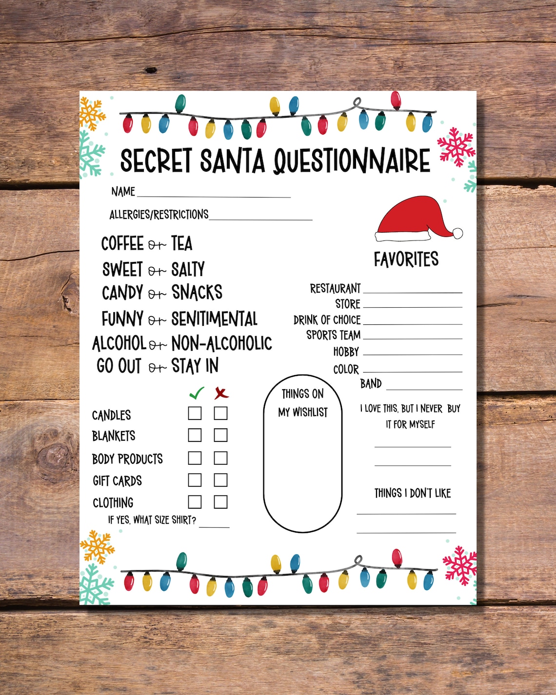Secret Santa Questionnaire | Office Christmas Gift Exchange Questions ...