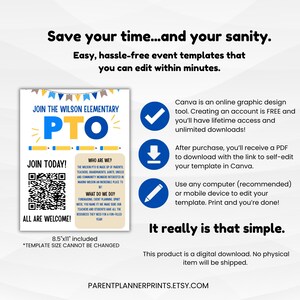 Join the PTO Flyer Template With QR Code, Editable in Canva, PTA ...