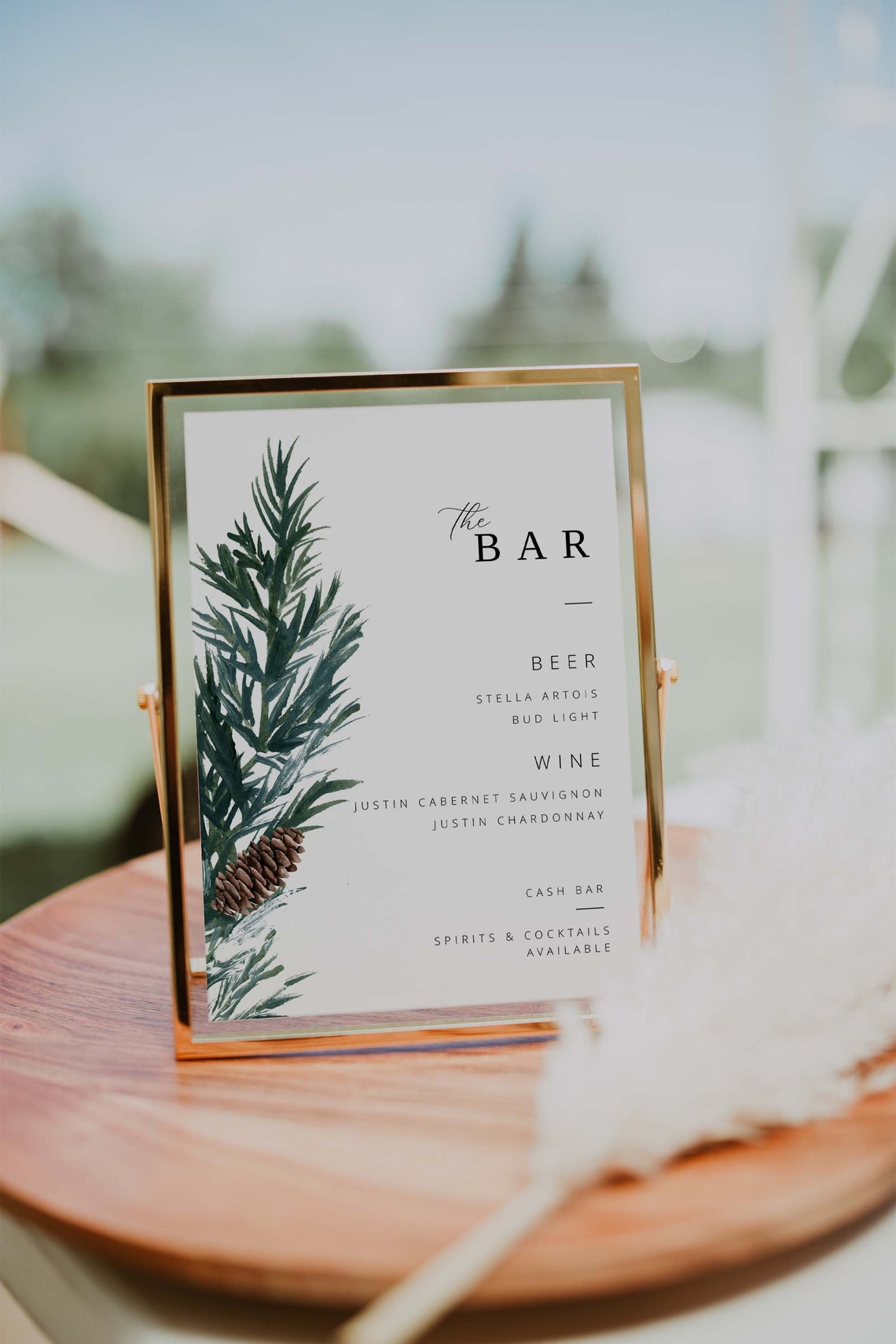 Winter Wedding Bar Menu Sign Template Beer and Wine Sign - Etsy
