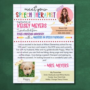 Meet Your Speech Therapist Flyer Template, Back to School Night One ...