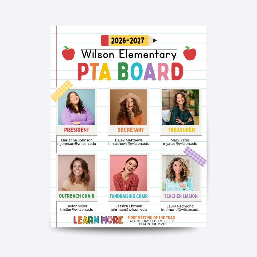 Editable Meet the PTA Board Flyer, Back to School PTO Template (8.5x11 ...