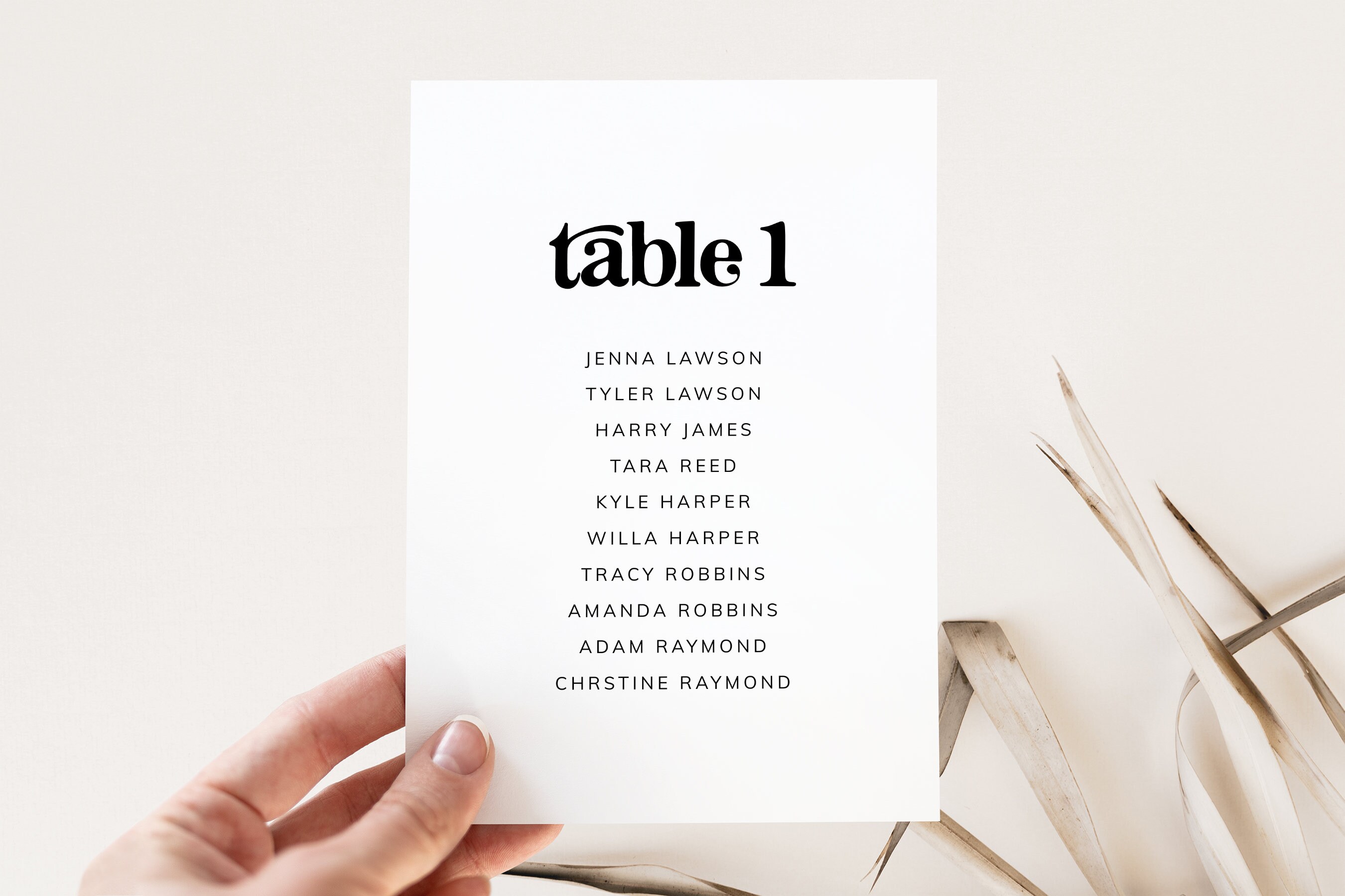 Simple Seating Chart Template for Wedding With Matching Table Numbers ...