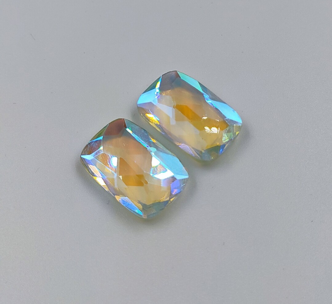 Natural Mystic Quartz Gemstone23x15 MM Rectangle Shape Faceted Mystic ...