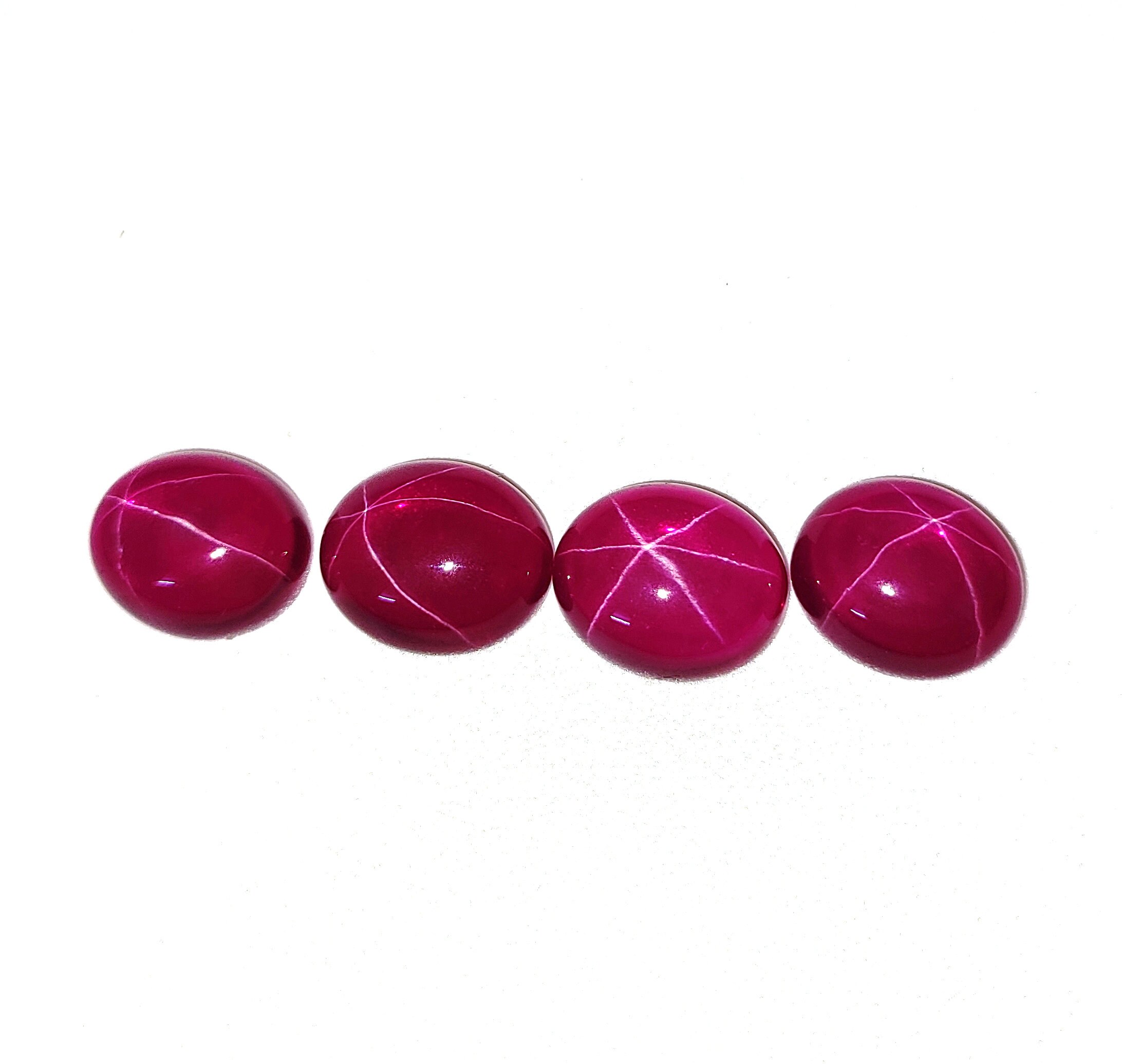 Star Sapphire Gemstone 12X10 MM Sapphire Star Red Color 4 Pieces Star Six Rays Star Sapphire ...