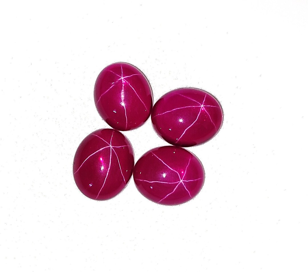 Star Sapphire Gemstone 12X10 MM Sapphire Star Red Color 4 Pieces Star ...
