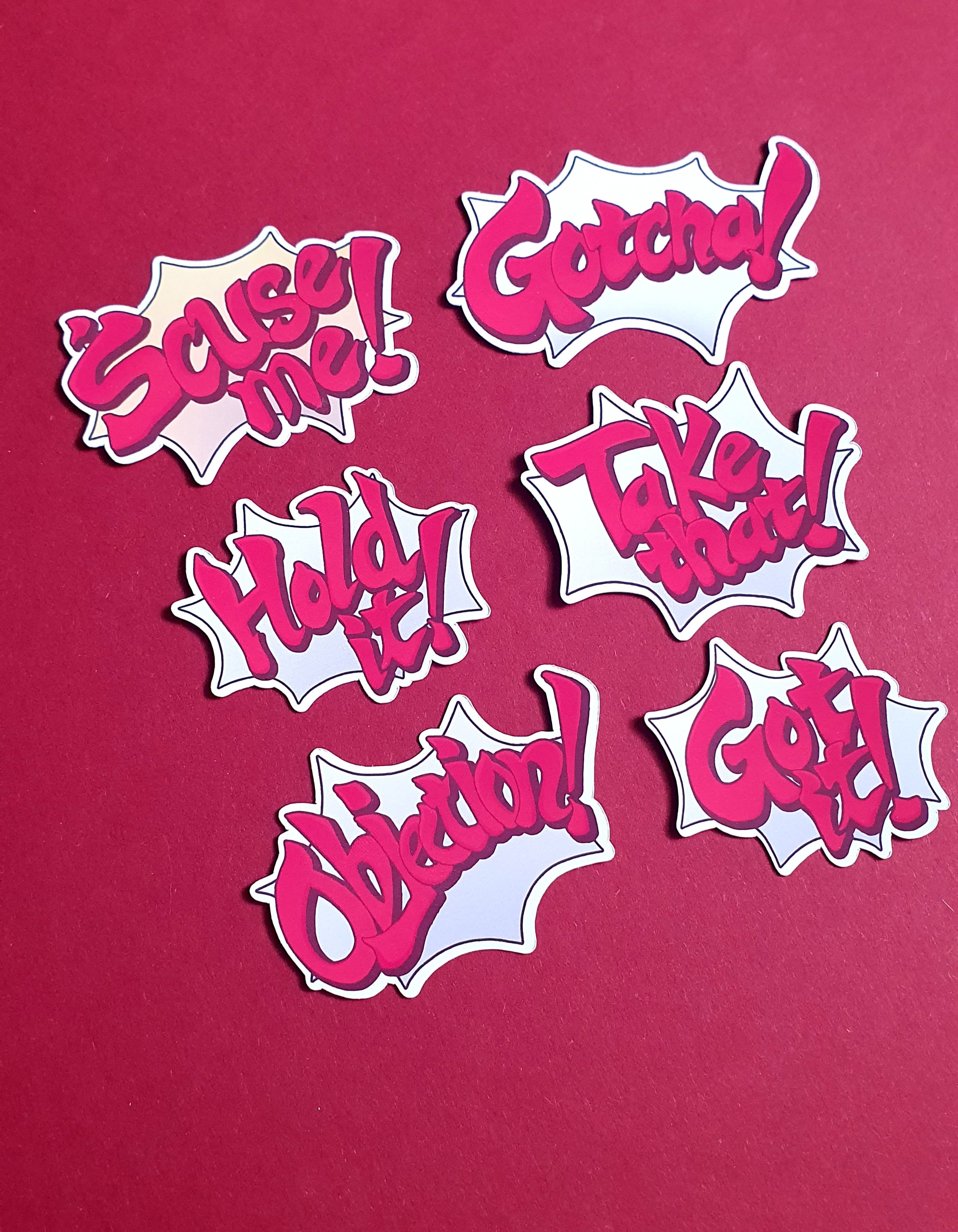 Stickers Ace Attorney Speech Bubbles Set of 6 Objection Hold It Got It ...