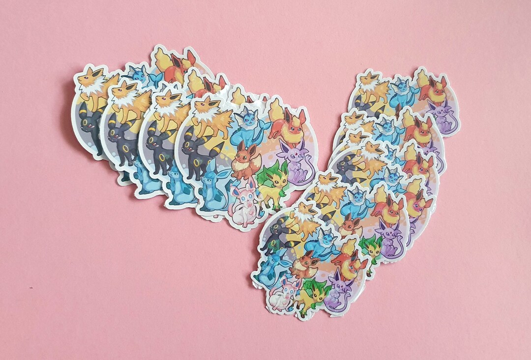Sticker Limited Edition Eevee Heart Laminated Glitter Heart 5cm 8cm Etsy