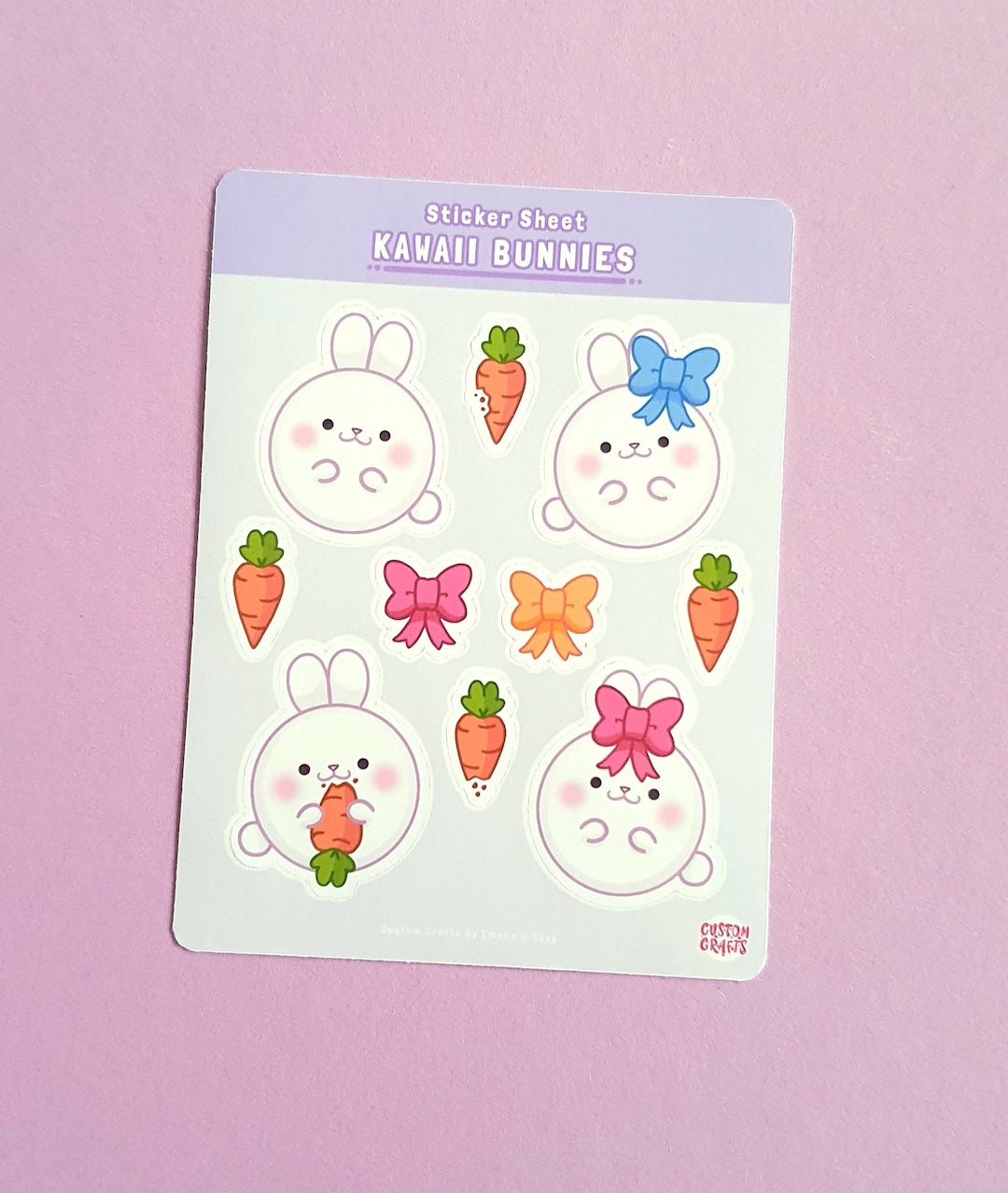 Sticker Sheet - Kawaii Bunnies - Small Sticker Sheet With 10 Stickers ...