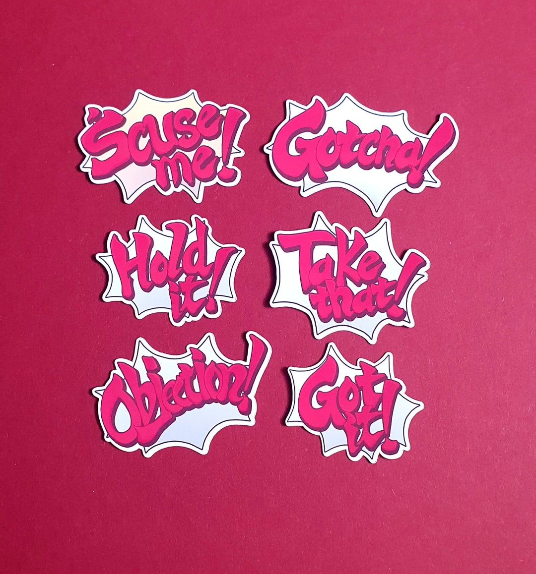 Stickers Ace Attorney Speech Bubbles Set of 6 Objection Hold It Got It ...