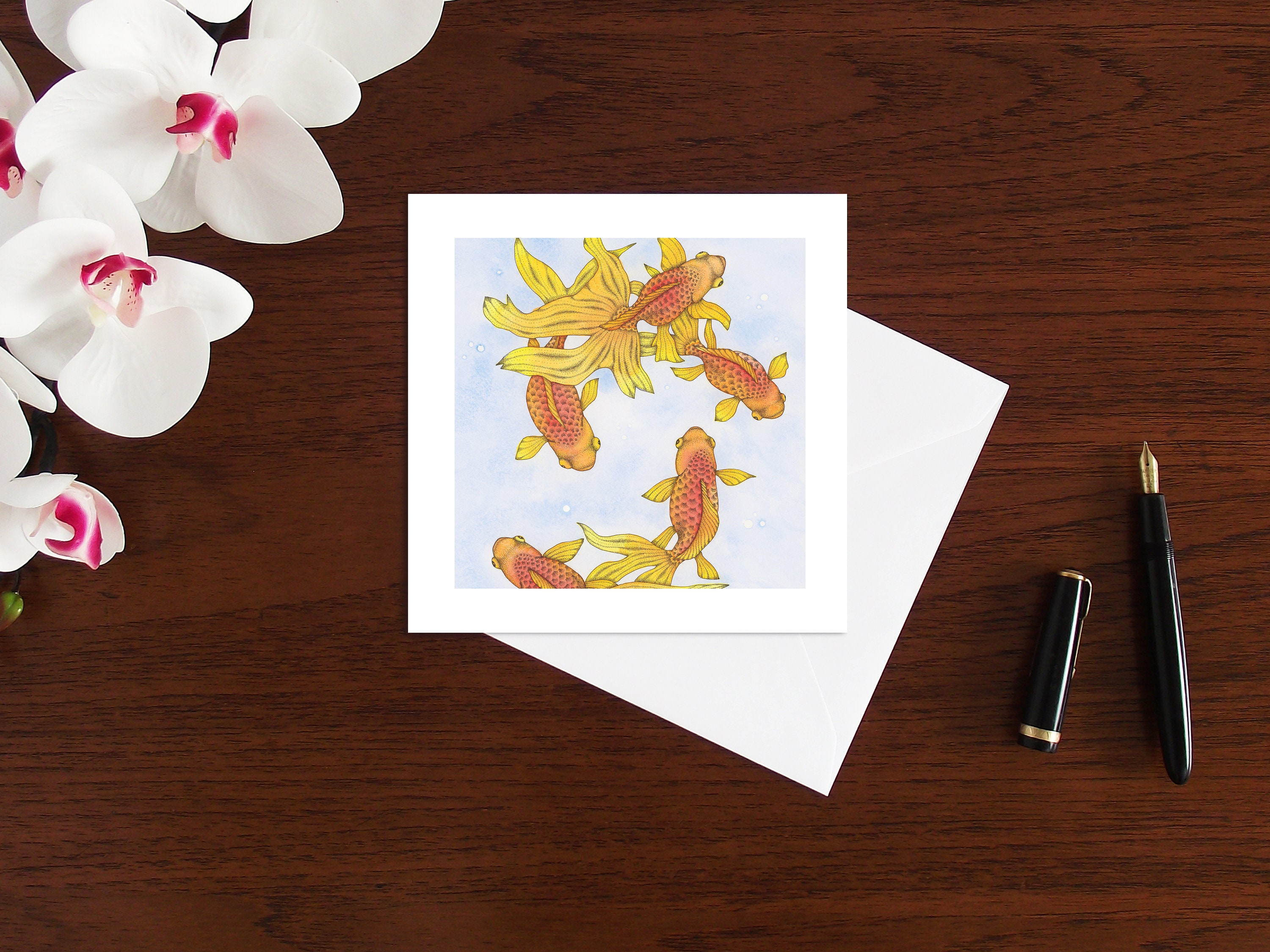 Charming and Colourful Fish Illustration Art Card Showing Five ...