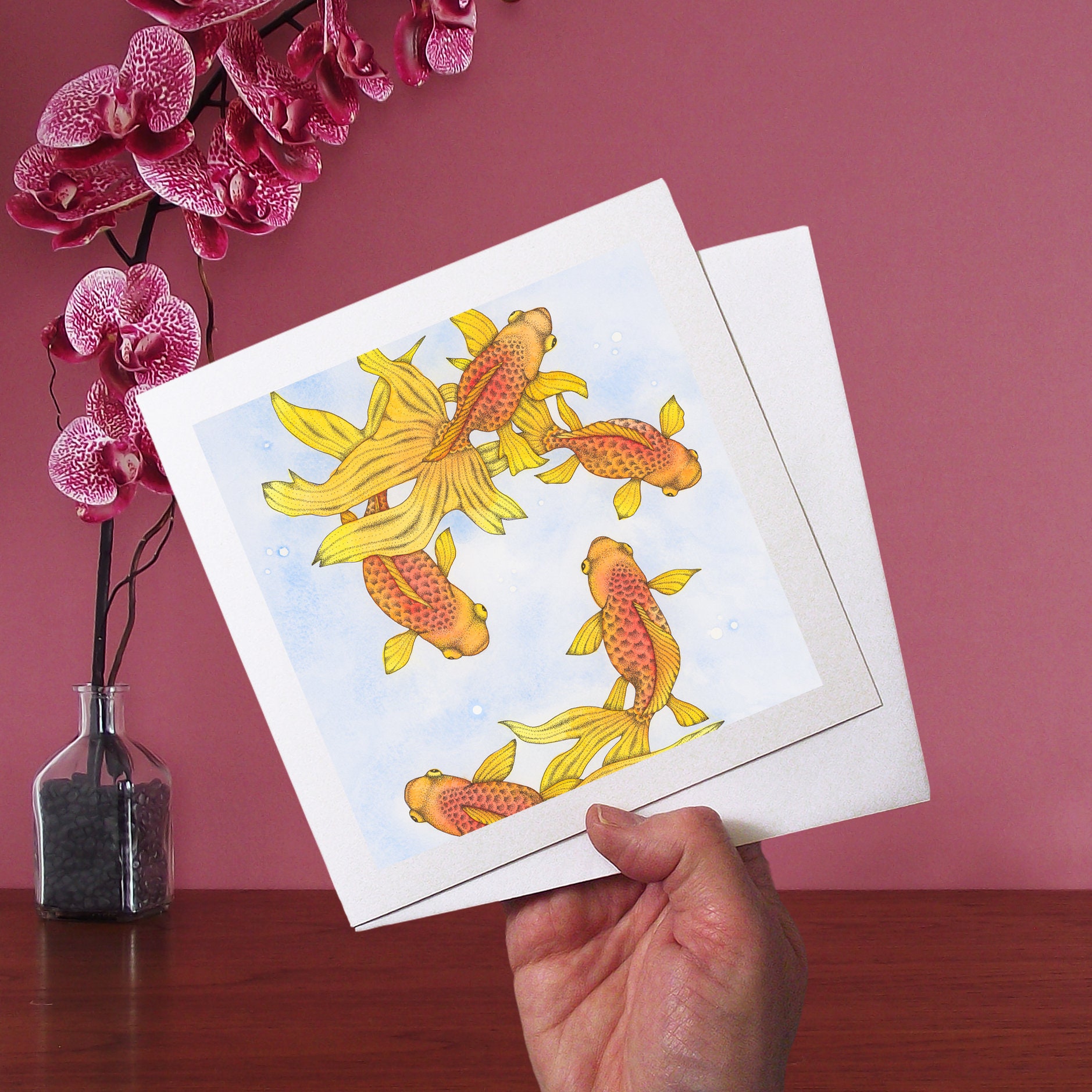 Charming and Colourful Fish Illustration Art Card Showing Five ...