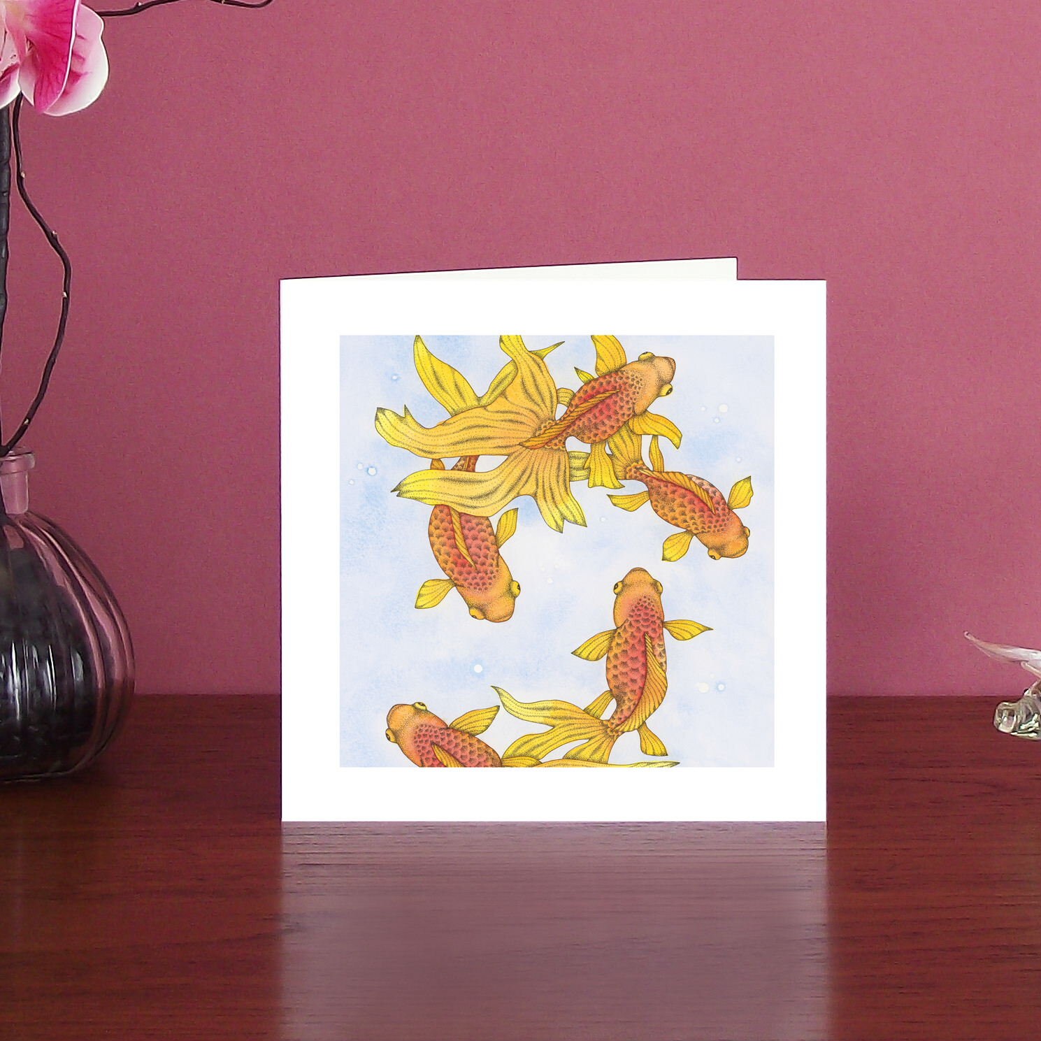 Charming and Colourful Fish Illustration Art Card Showing Five ...