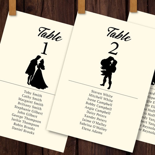 Editable Movie Couples Table Numbers Template 4x6 & 5x7 - Etsy
