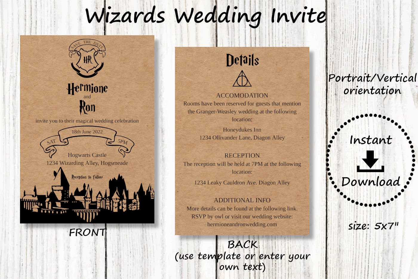 Editable Wizards Wedding Invitation Template Magical Wedding - Etsy