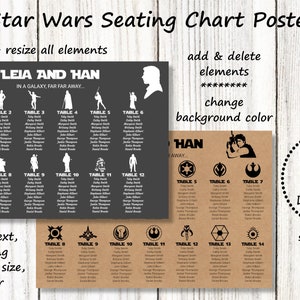 Editable Star Battles Seating Chart Poster Template - Galactic Wedding ...