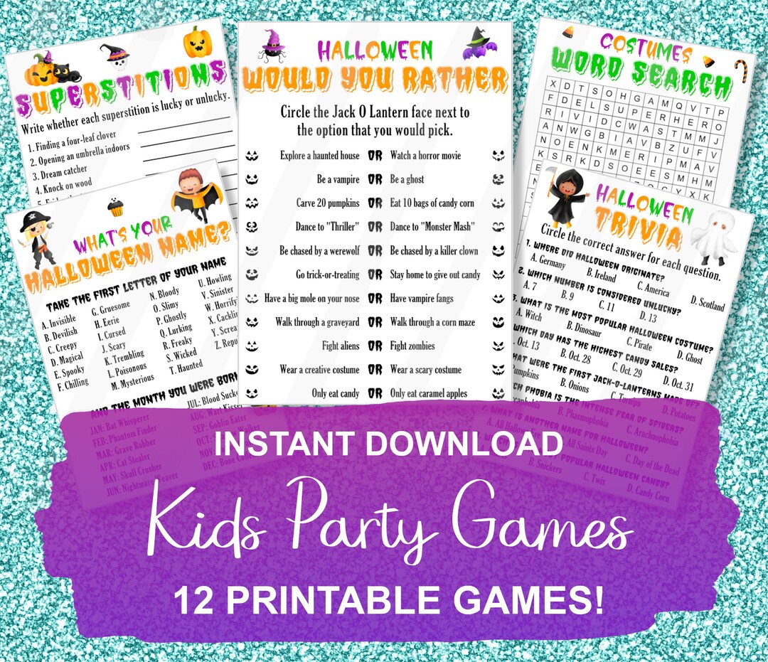 Printable Halloween Party Games Bundle, Kids Activities, Instant ...
