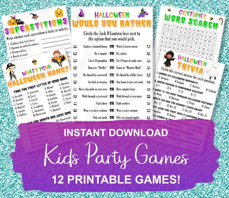 Printable Halloween Party Games Bundle, Kids Activities, Instant ...