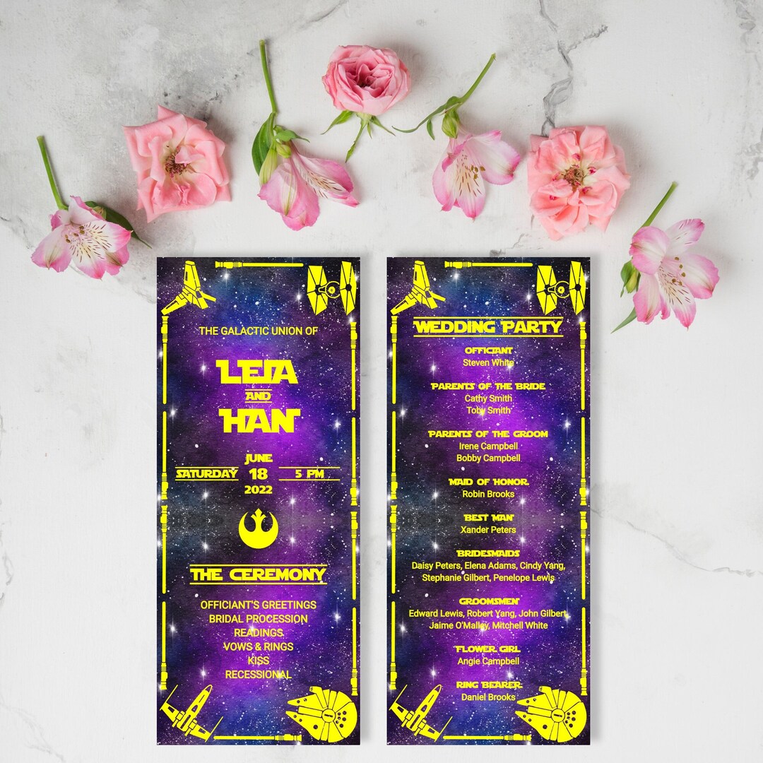 Editable Star Battles Wedding Program Template - Galactic Wedding ...
