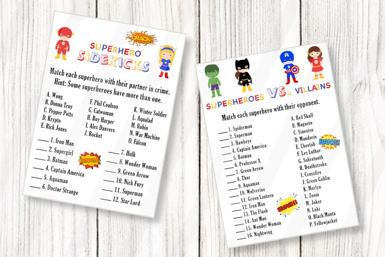 Printable Superhero Party Games Bundle Kids Activities - Etsy