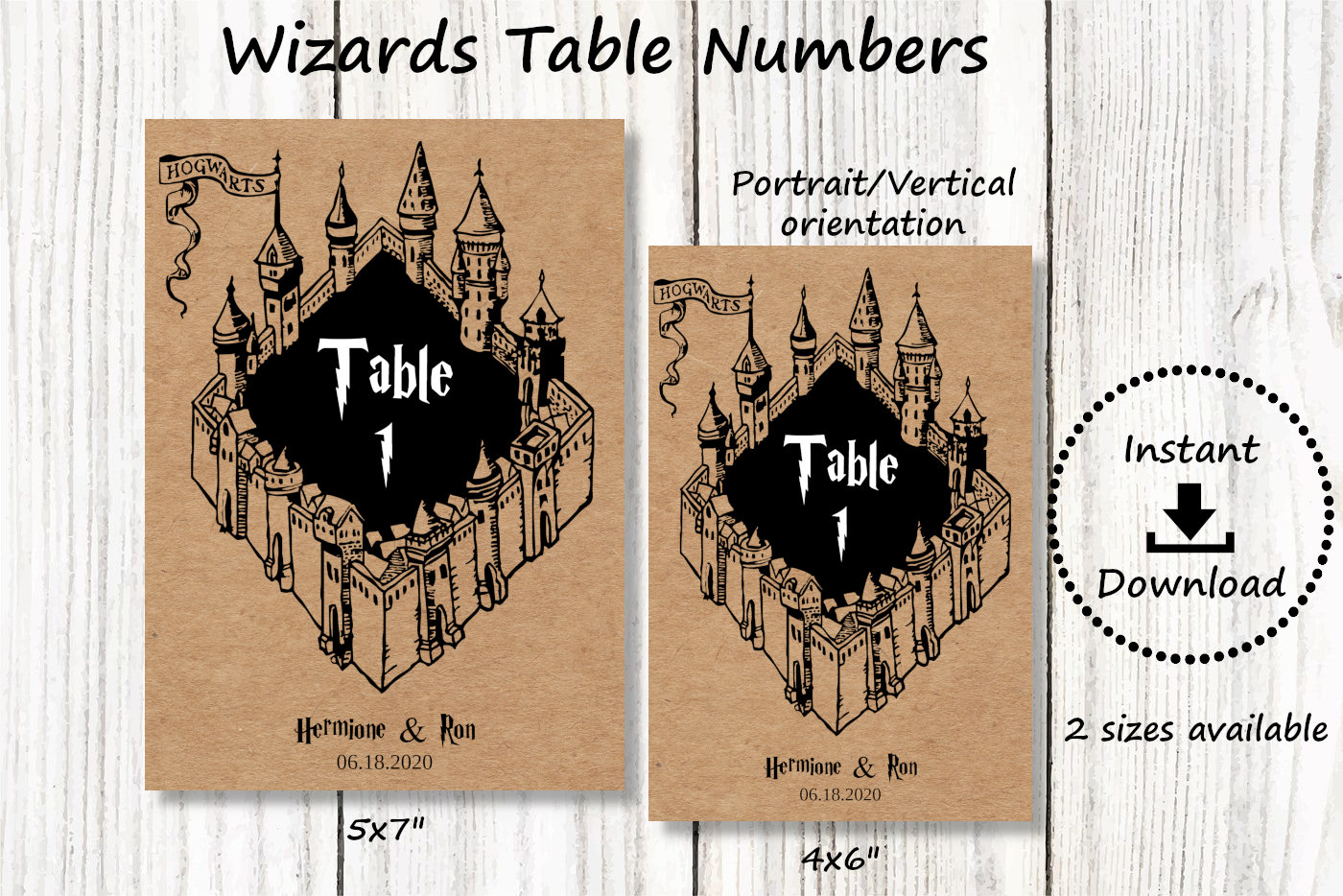Editable Wizards Table Numbers Template 4x6 & 5x7 Signs for - Etsy
