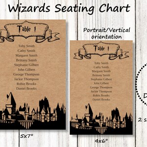 Editable Wizards Seating Chart Template - Magical Wedding Table Seating ...