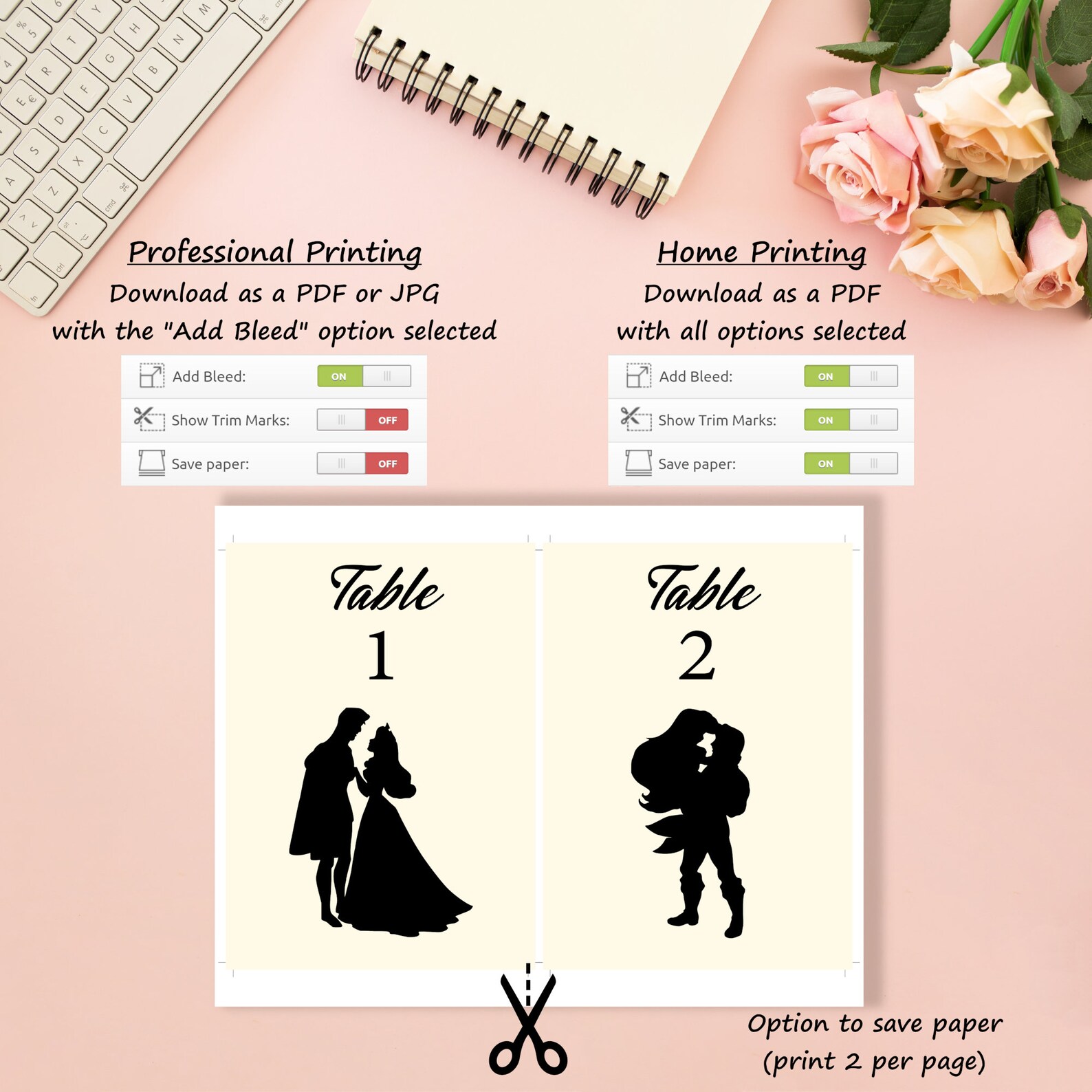 Editable Movie Couples Table Numbers Template - 4x6 & 5x7 Signs for ...