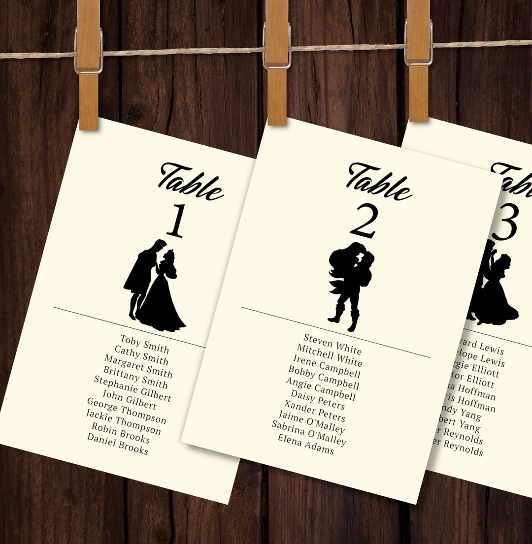 Editable Movie Couples Seating Chart Template - Magical Wedding Table ...
