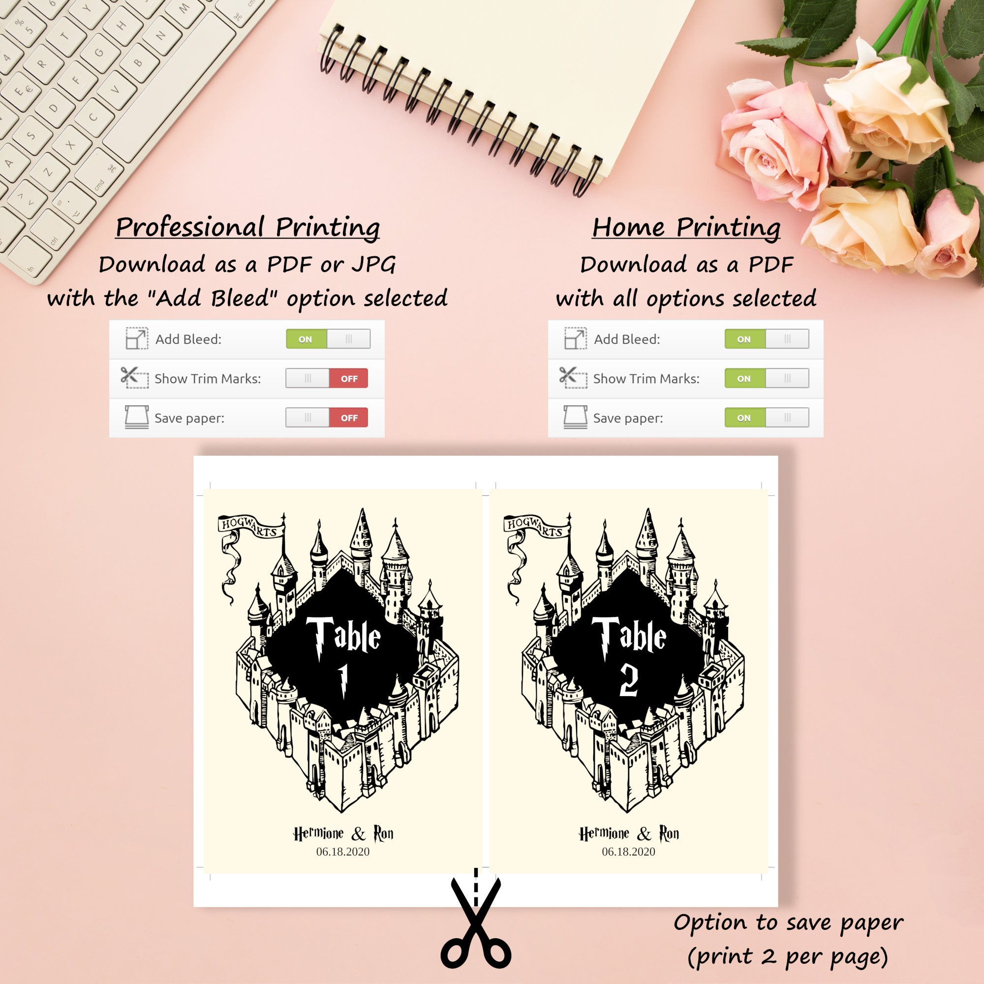 Editable Wizards Table Numbers Template 4x6 & 5x7 Signs for - Etsy