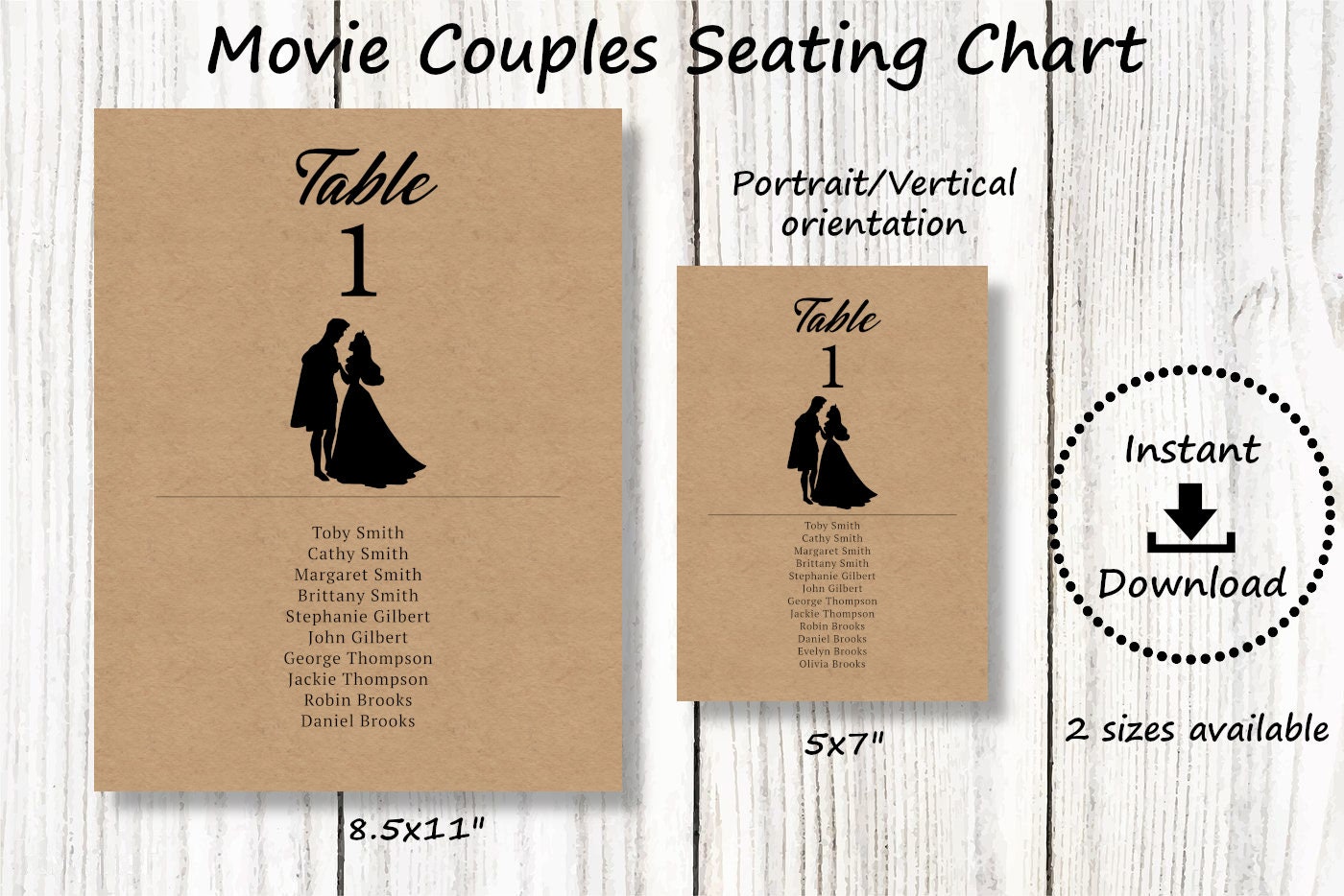 Editable Movie Couples Seating Chart Template Magical - Etsy