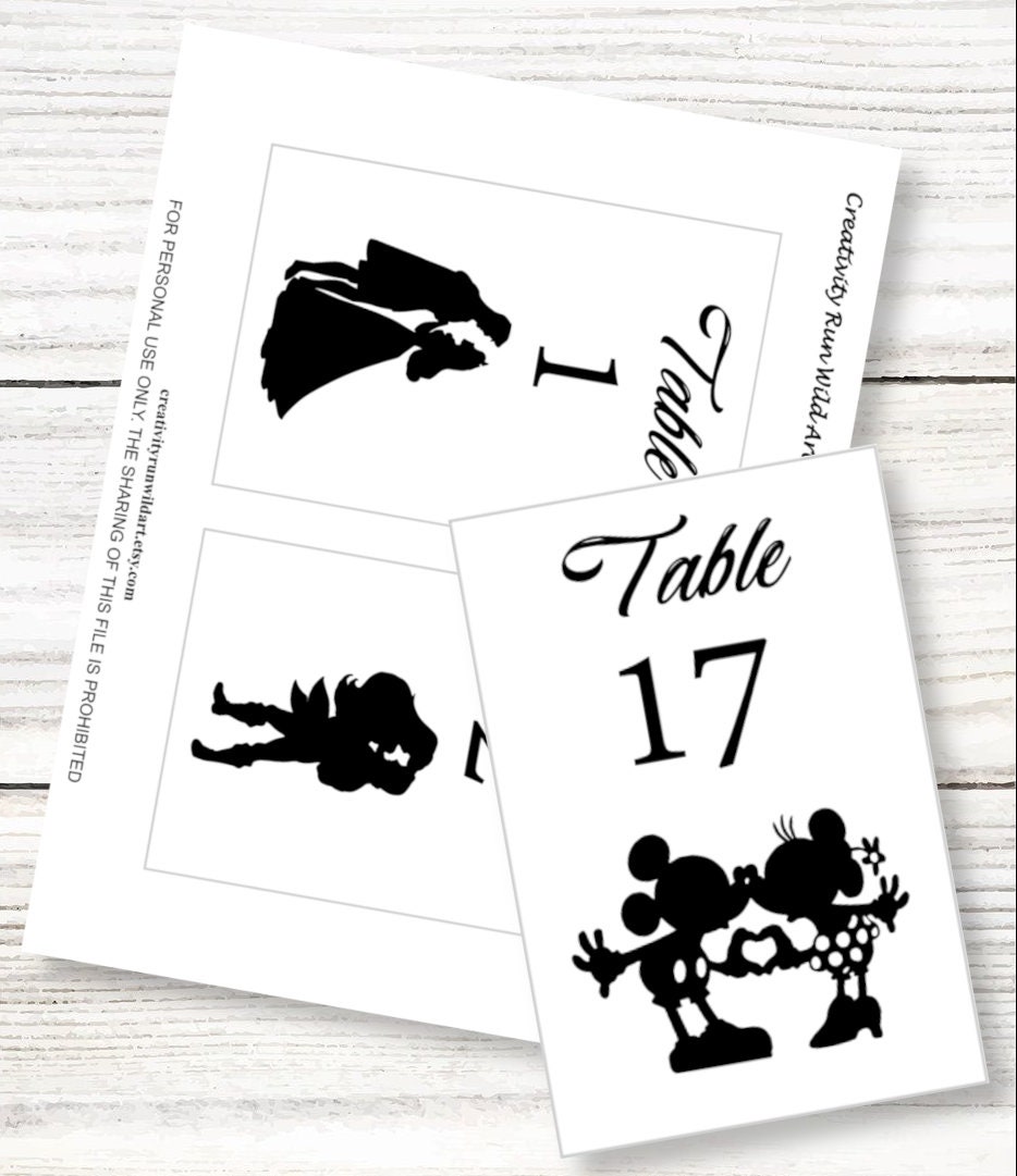 Printable Movie Couples Table Numbers 4x6 & 5x7 Inch Cards - Etsy