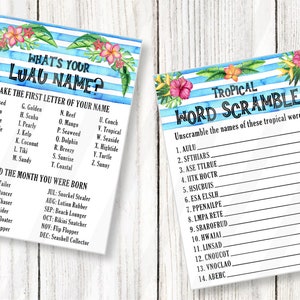 Printable Hawaiian Luau Party Games Bundle, Kids Activities, Instant ...