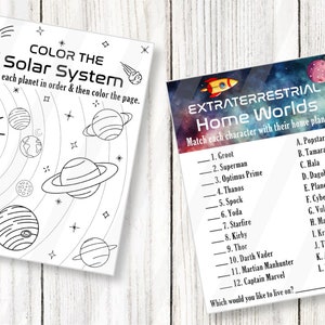 Printable Outer Space Party Games Bundle, Galaxy Kids Activities ...