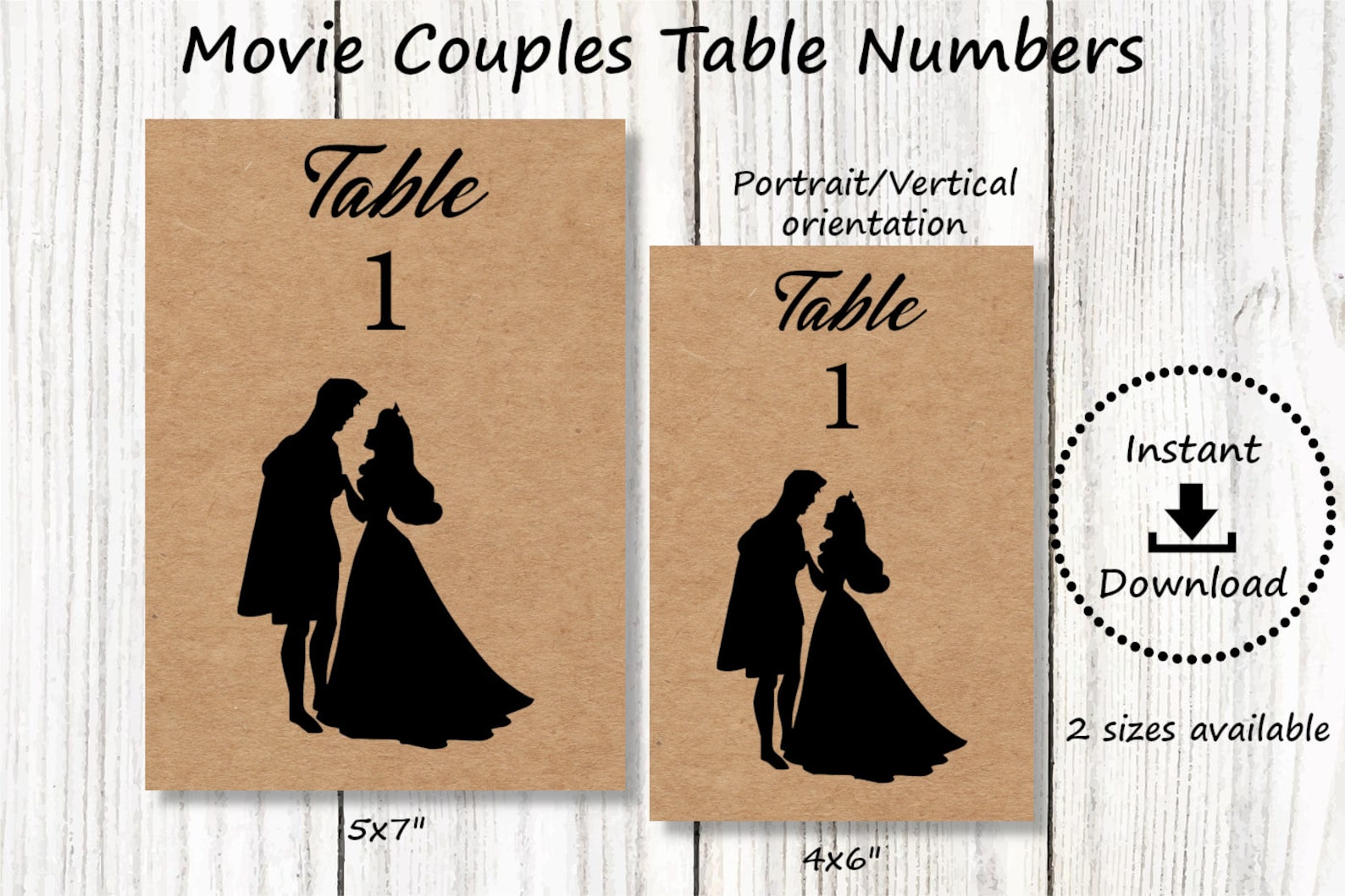 Editable Movie Couples Table Numbers Template - 4x6 & 5x7 Signs for ...