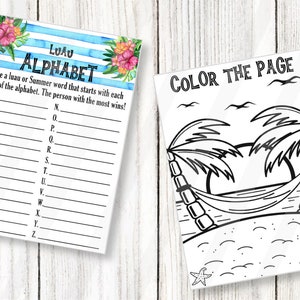 Printable Hawaiian Luau Party Games Bundle, Kids Activities, Instant ...