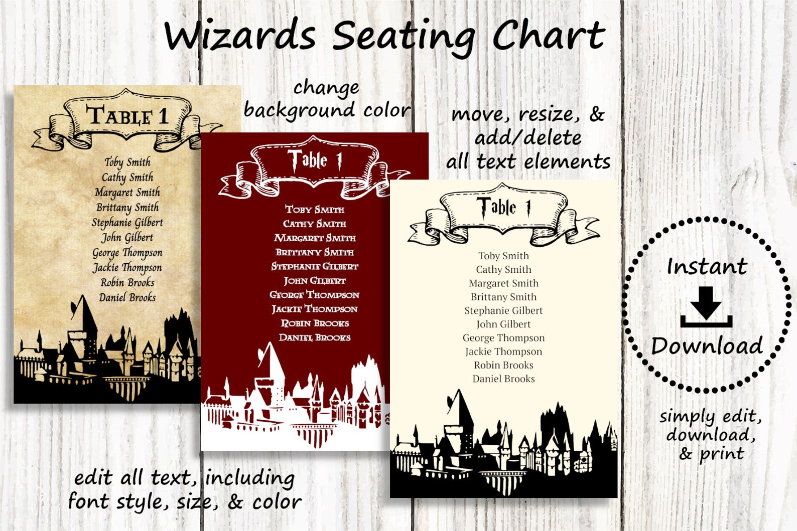 Editable Wizards Seating Chart Template Magical Wedding - Etsy