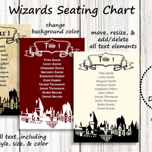 Editable Wizards Seating Chart Template - Magical Wedding Table Seating ...