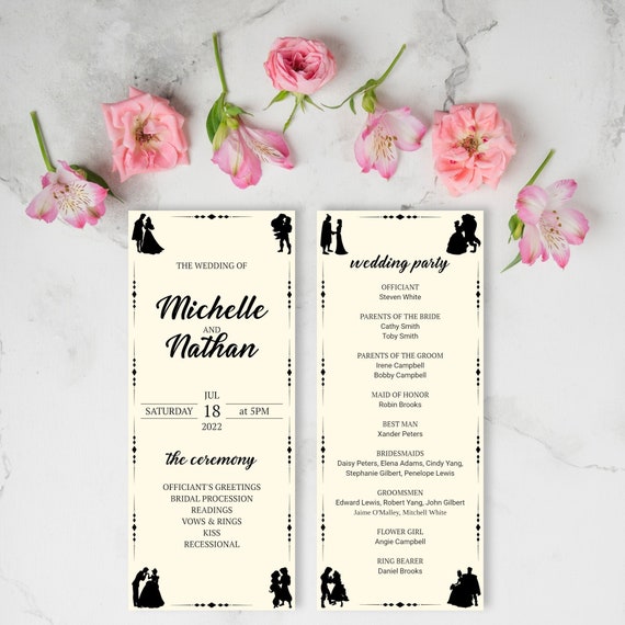 Editable Movie Couples Wedding Program Template Magical - Etsy