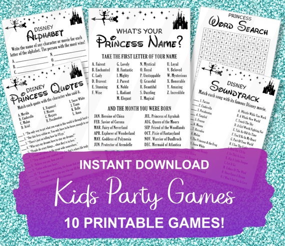 Printable Princesses Party Games Bundle Kids Activities - Etsy