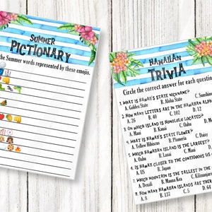 Printable Hawaiian Luau Party Games Bundle, Kids Activities, Instant ...