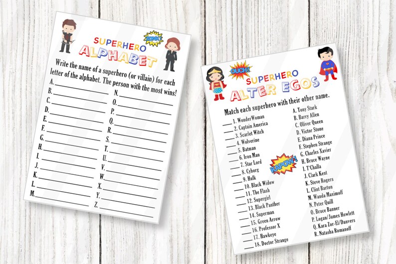 Printable Superhero Party Games Bundle Kids Activities - Etsy