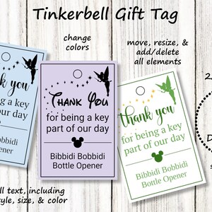Editable Tinkerbell Gift Tags Template 2x3 Tags for Any Magical Event ...