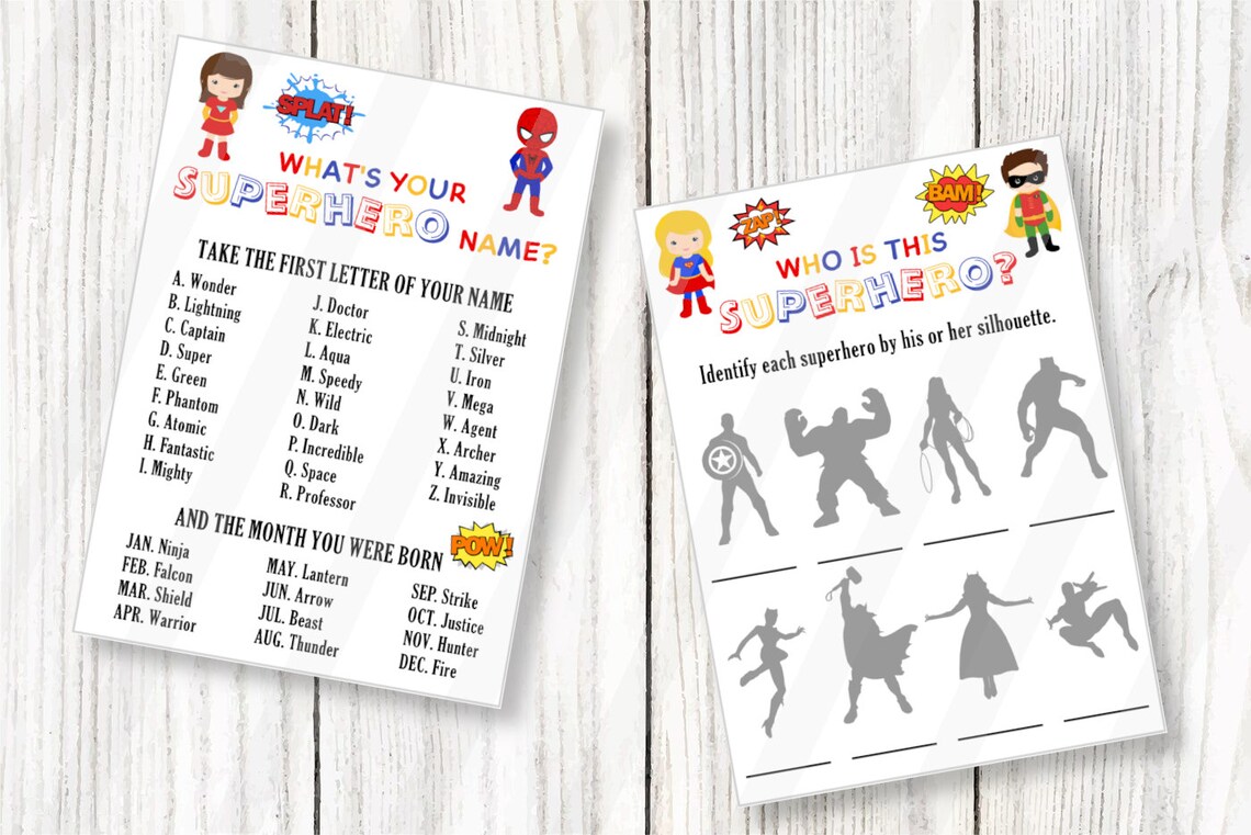 Printable Superhero Party Games Bundle Kids Activities - Etsy