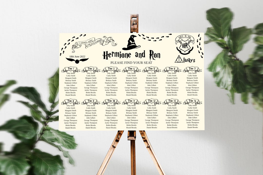 Editable Wizards Seating Chart Poster Template - Magical Wedding Table ...