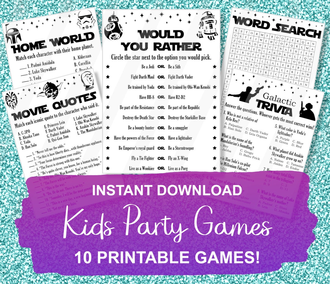 Printable Star Battles Party Games Bundle, Kids Activities, Instant ...