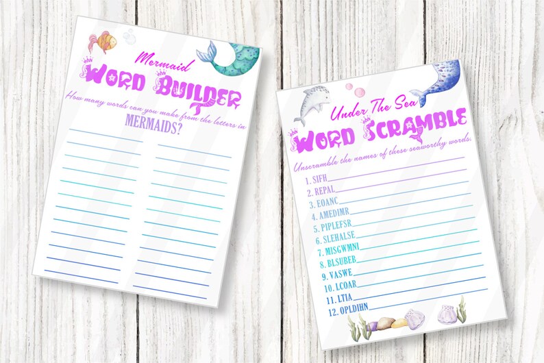 Printable Mermaid Party Games Bundle, Kids Activities, Instant Download ...
