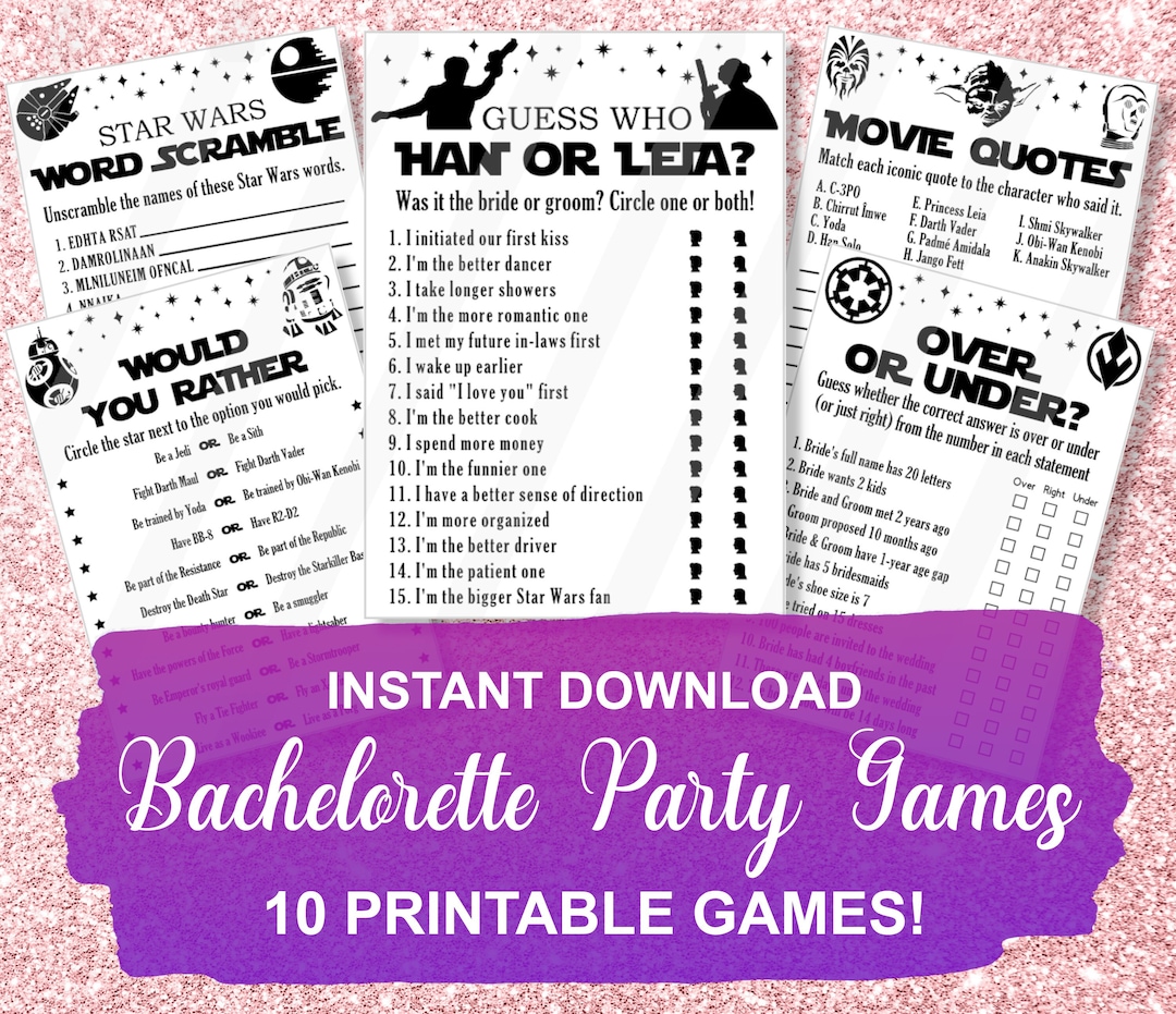 Printable Bachelorette Party Games Bundle, Star Battles, Instant ...